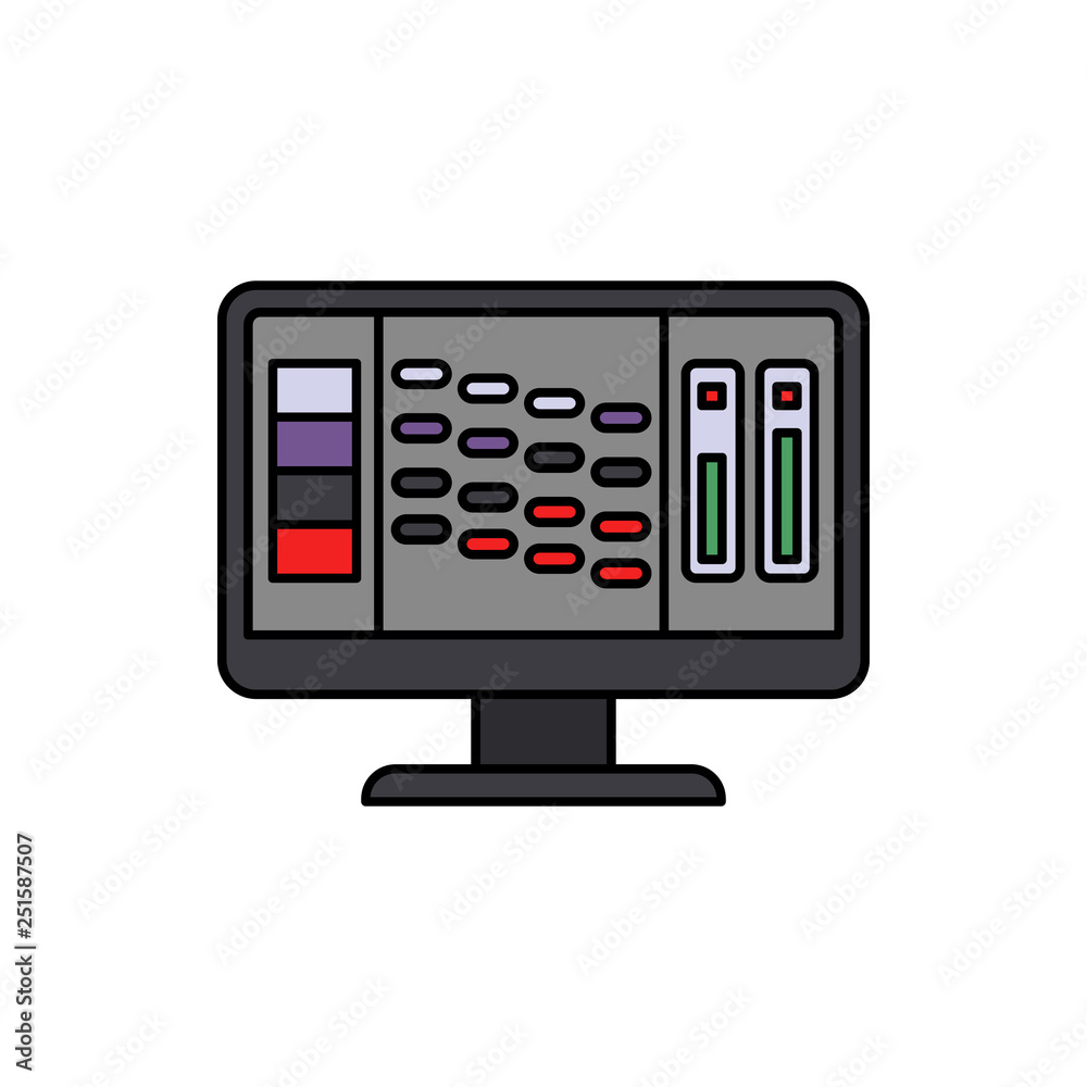 Display, monitor, audio icon. Element of color music studio equipment ...
