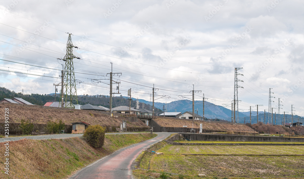Beautiful rural and countryside scenery of a typical town in rural ...