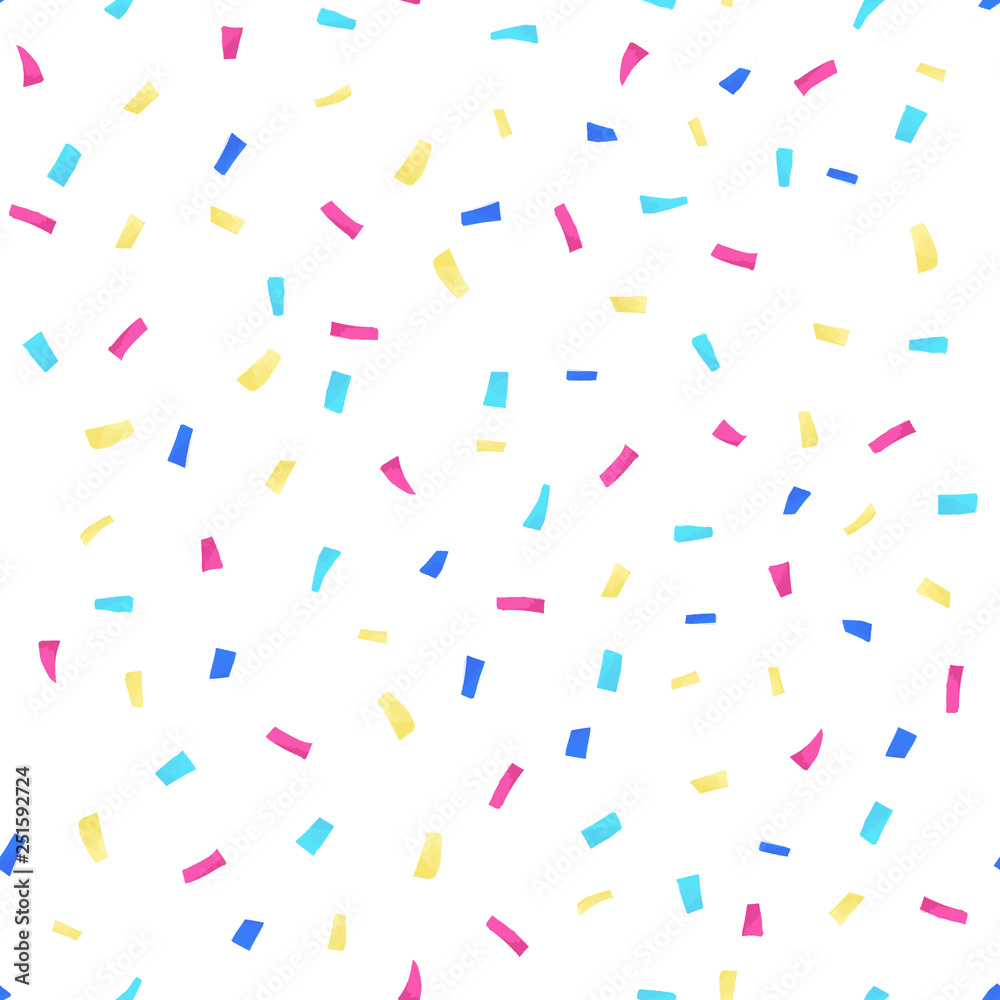 Colorful confetti seamless pattern on white background, scrapbooking ...