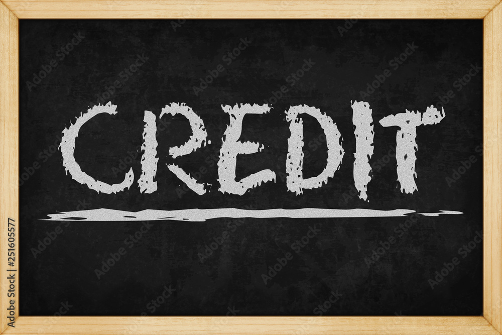 CREDIT chalk text with hand drawn style on blackboard , Concept design ...