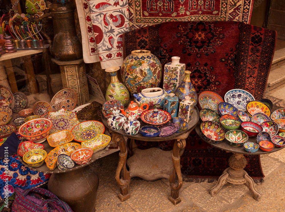The Arabic suq in the historic old city of Jerusalem, Israel., Middle ...