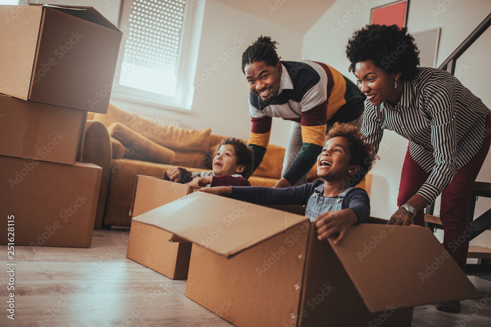Fun time on a moving day Stock Photo | Adobe Stock