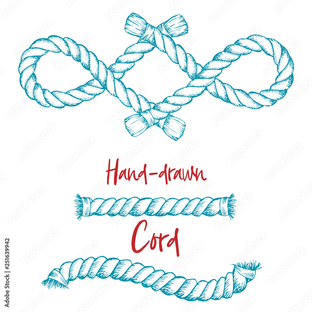 Hand-drawn cord frame in vintage engraving art style isolated on white ...