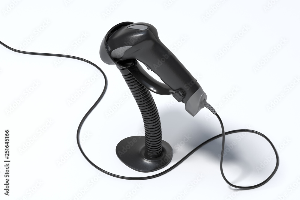 Modern stylish Barcode scanner isolated on white background. 3d ...