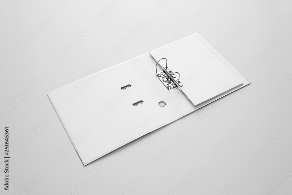 Realistic Blank White Ring Binder Folder design Mock-up top view ...