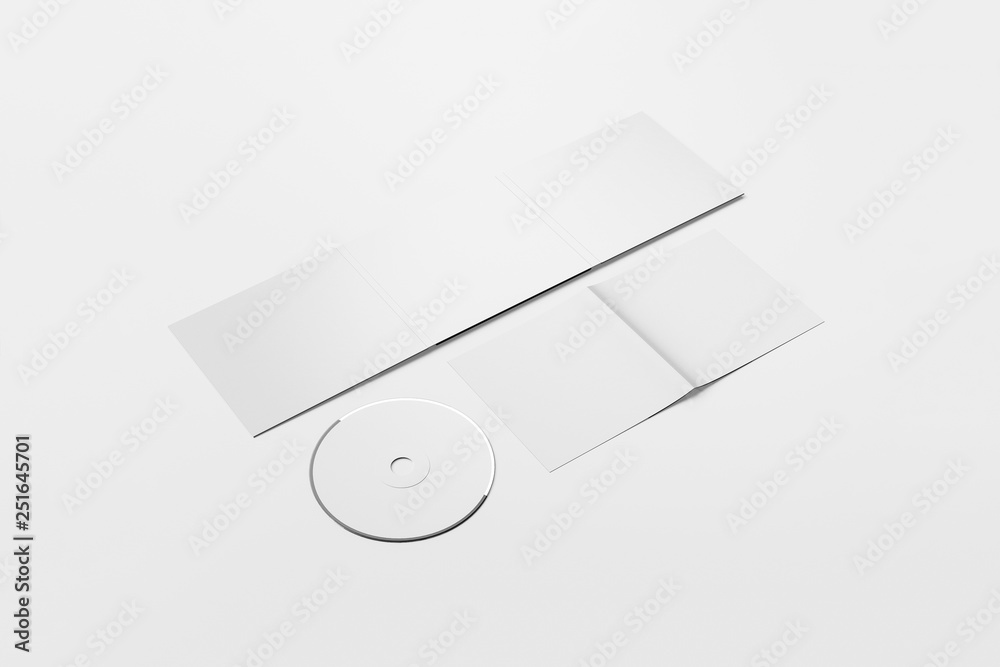Realistic CD disc and carton packaging cover template mock up. Digipak ...
