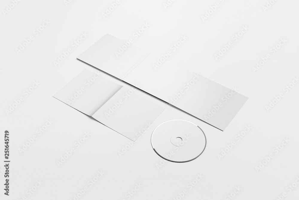 Realistic CD disc and carton packaging cover template mock up. Digipak ...