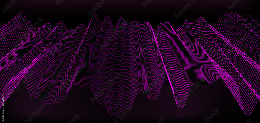 Dark background with subtle abstract waves from lines of different ...