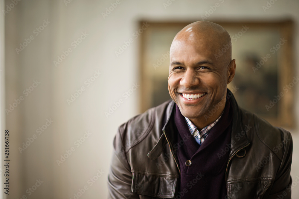 Bald man smiling Stock Photo | Adobe Stock