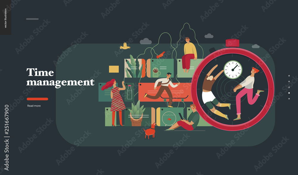 Technology 2 -Time management - modern flat vector concept digital ...