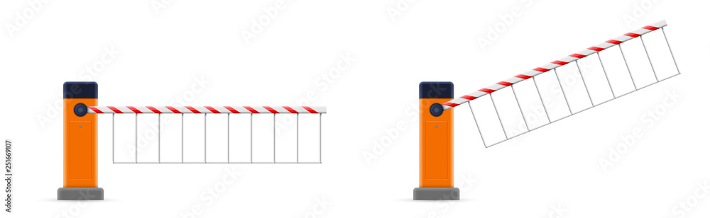 Creative vector illustration of open, closed parking car barrier gate ...
