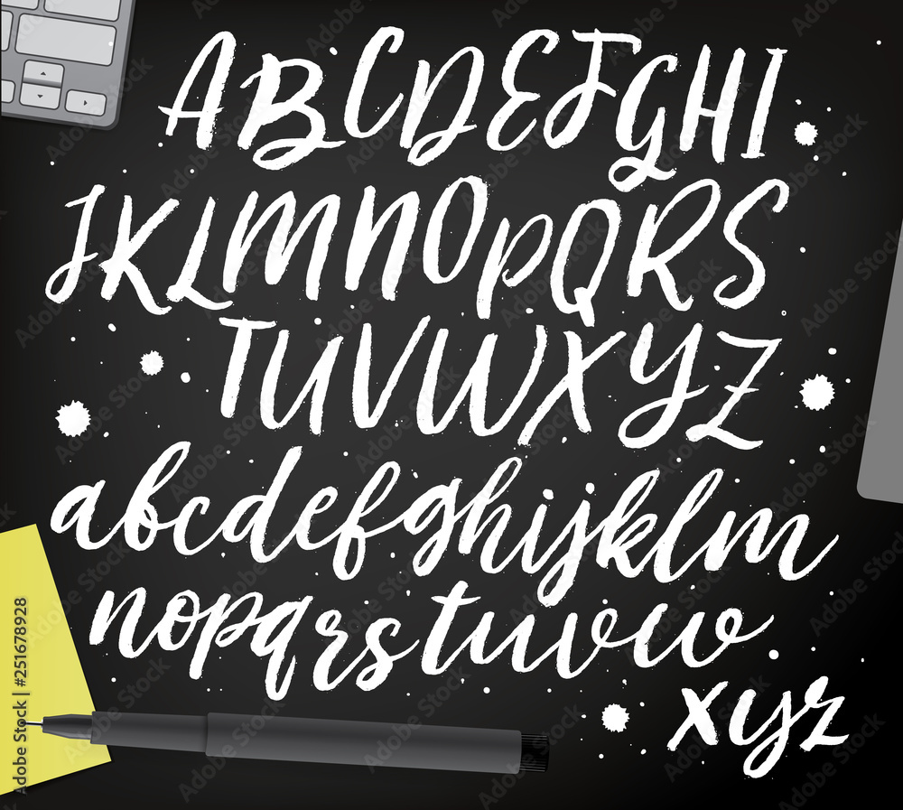 Vetor de Handwritten Sketch font. Hand drawn brush style modern ...