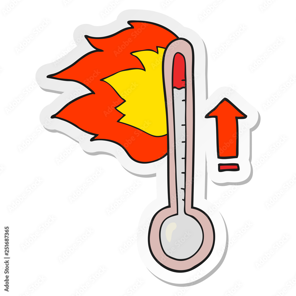 sticker of a cartoon rising temperature Stock Vector | Adobe Stock