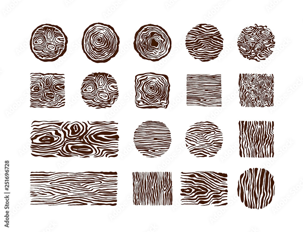 Vector Hand drawn sketch of abstract wood texture illustration on white ...
