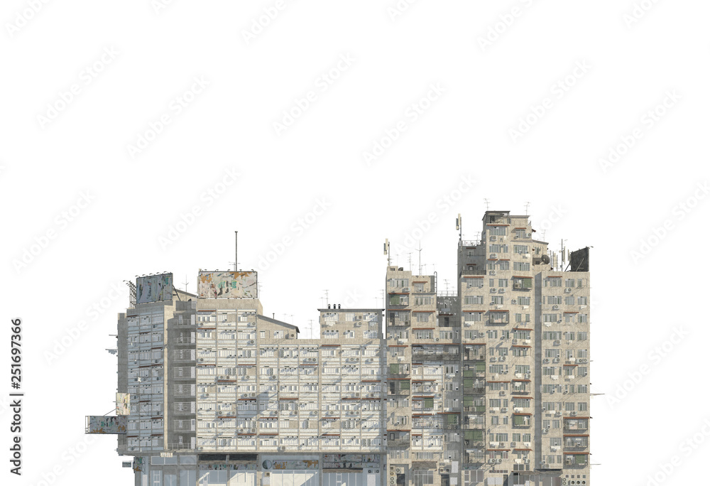 Slums buildings isolated on white background 3d illustration Stock ...