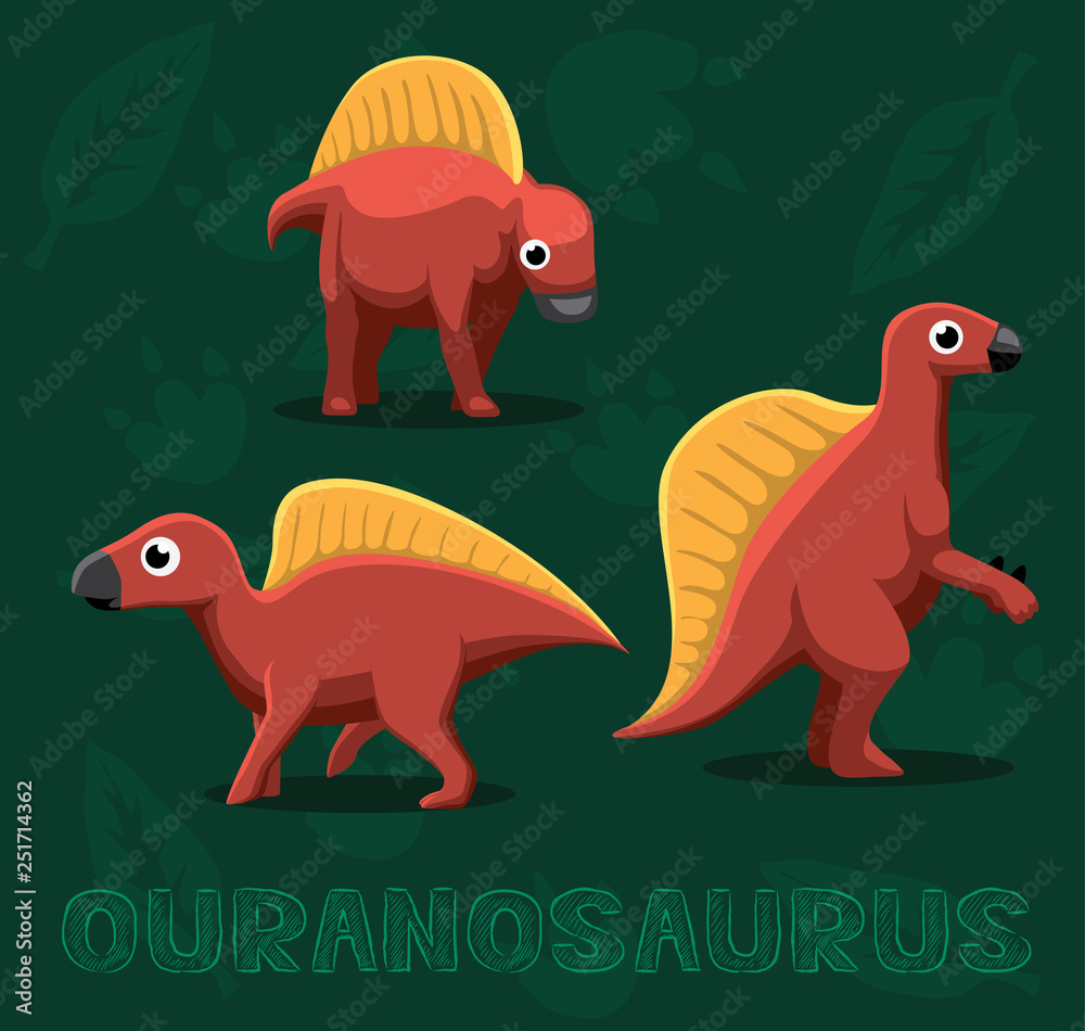 Dinosaur Ouranosaurus Cartoon Vector Illustration Stock Vector | Adobe ...