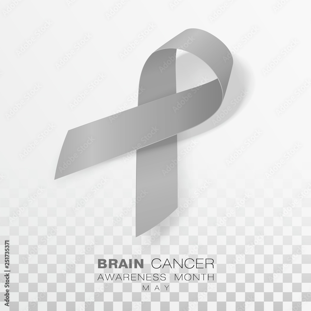 Brain Cancer Awareness Month. Grey Color Ribbon Isolated On Transparent ...