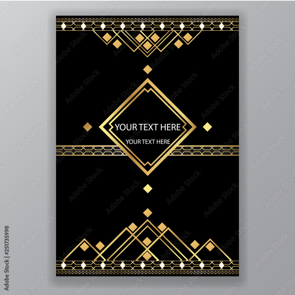 Geometric page template for web and print, luxury design Art Deco clear ...
