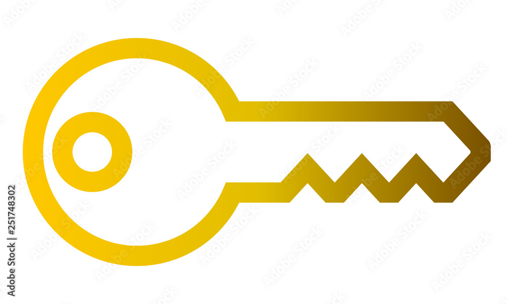 Key symbol icon - golden gradient outline, isolated - vector Stock ...