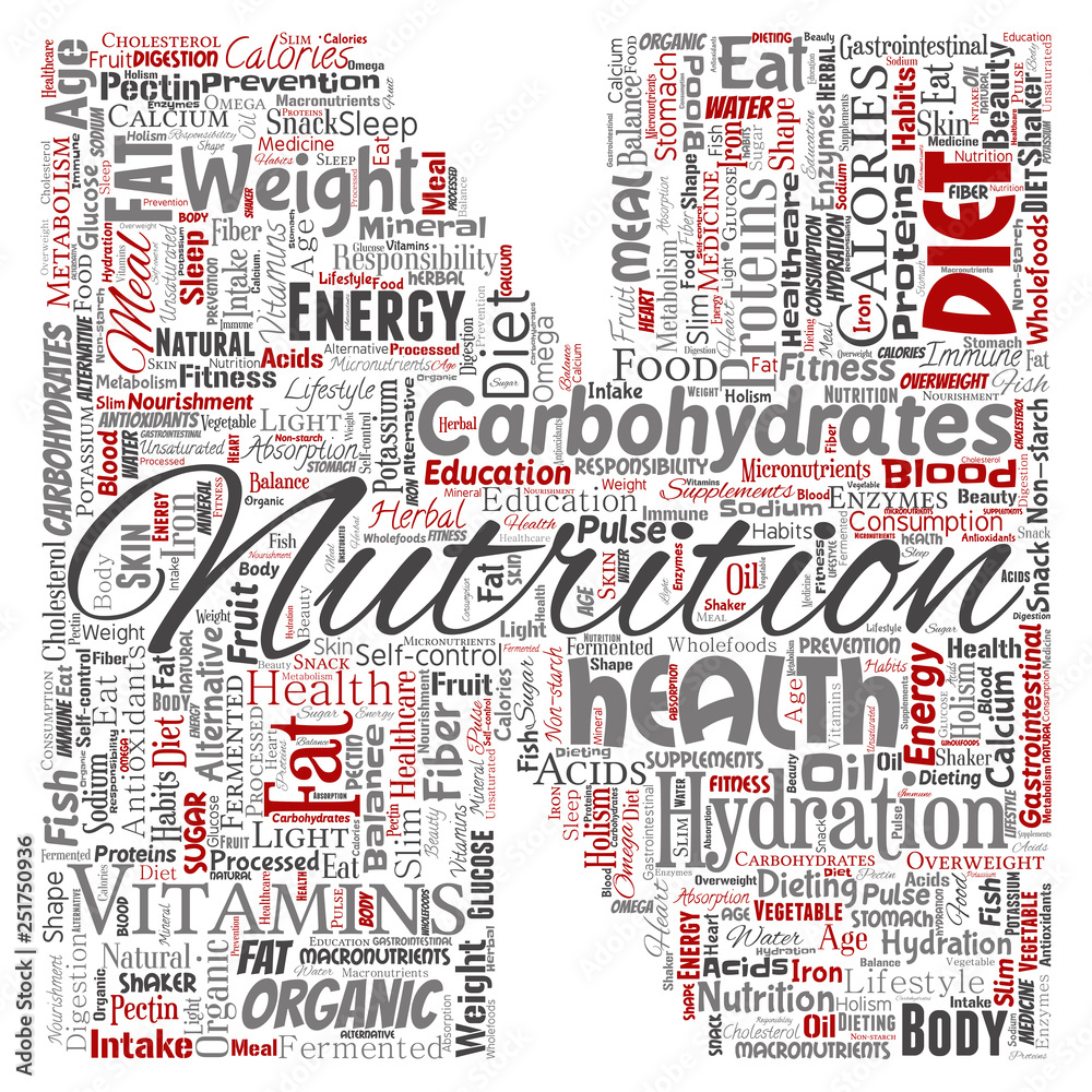 Vector conceptual nutrition health diet letter font N word cloud ...