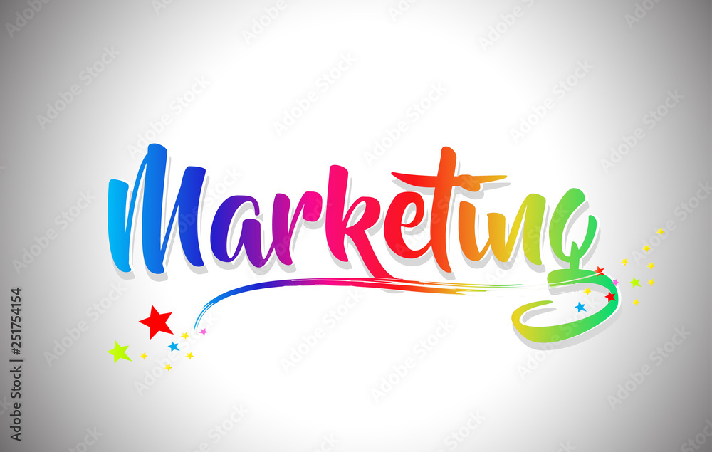 Marketing Handwritten Word Text with Rainbow Colors and Vibrant Swoosh ...