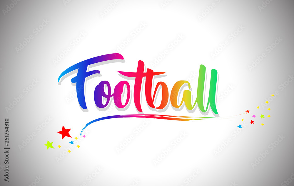 Football Handwritten Word Text with Rainbow Colors and Vibrant Swoosh ...