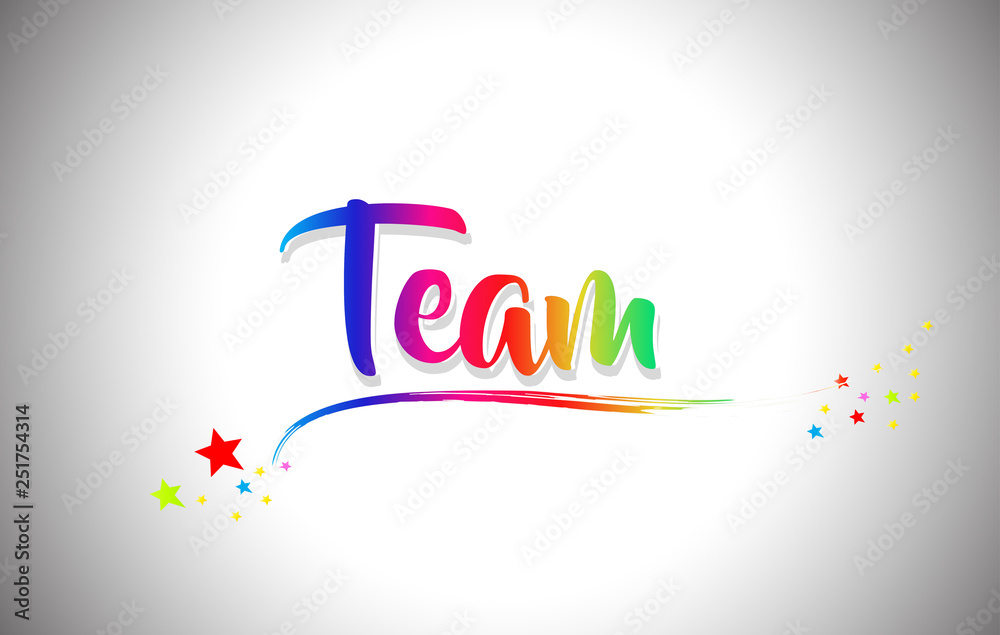 Team Handwritten Word Text with Rainbow Colors and Vibrant Swoosh ...
