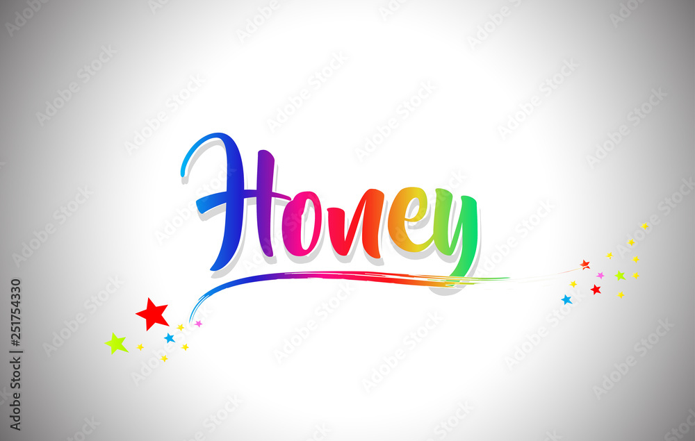 Honey Handwritten Word Text with Rainbow Colors and Vibrant Swoosh ...