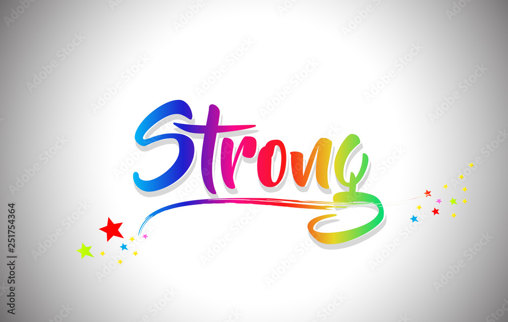Strong Handwritten Word Text with Rainbow Colors and Vibrant Swoosh ...