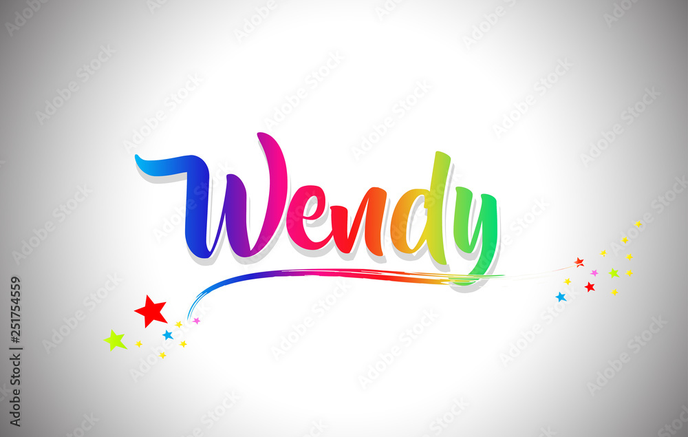 Wendy Handwritten Word Text with Rainbow Colors and Vibrant Swoosh ...