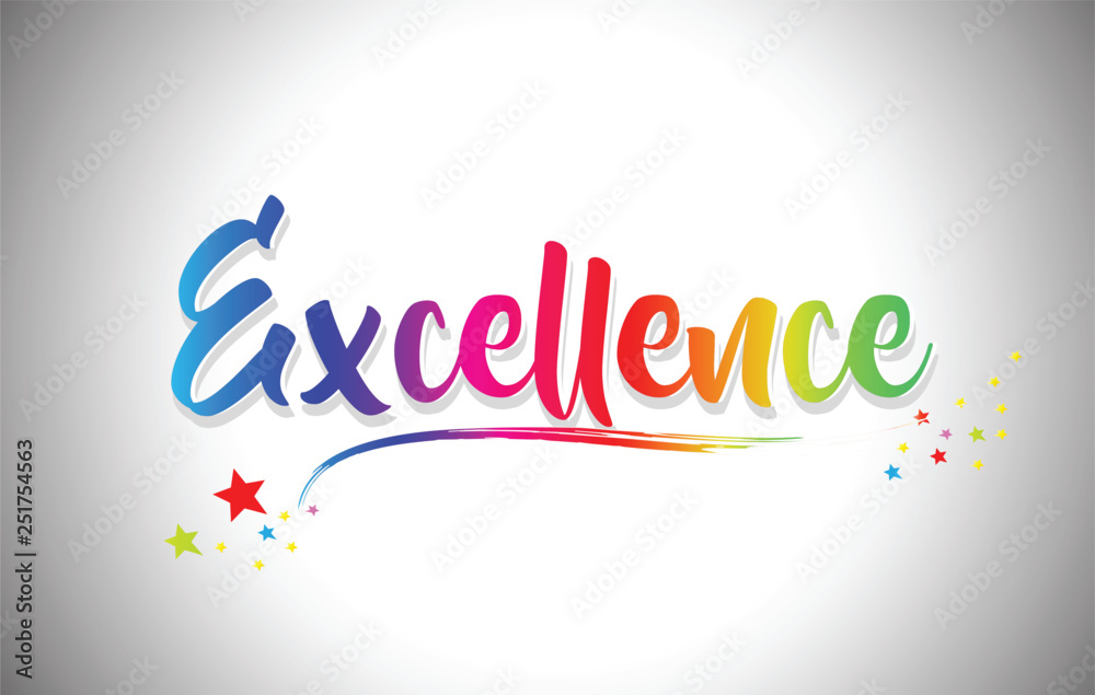 Excellence Handwritten Word Text with Rainbow Colors and Vibrant Swoosh ...