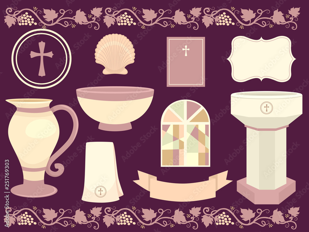 Baptism Elements Illustration Stock Vector | Adobe Stock