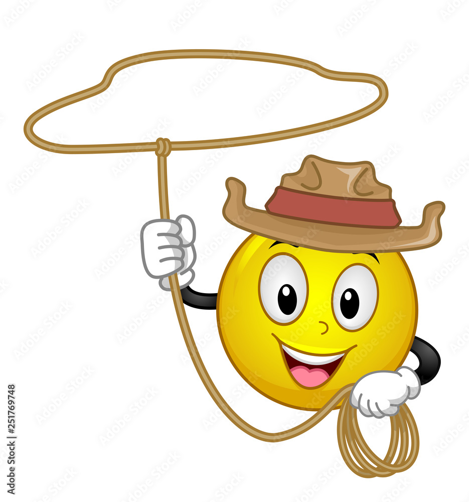 Smiley Cowboy Rope Illustration Stock Vector | Adobe Stock