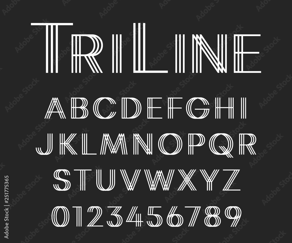 Line font template. Letters and numbers linear modern vector design ...