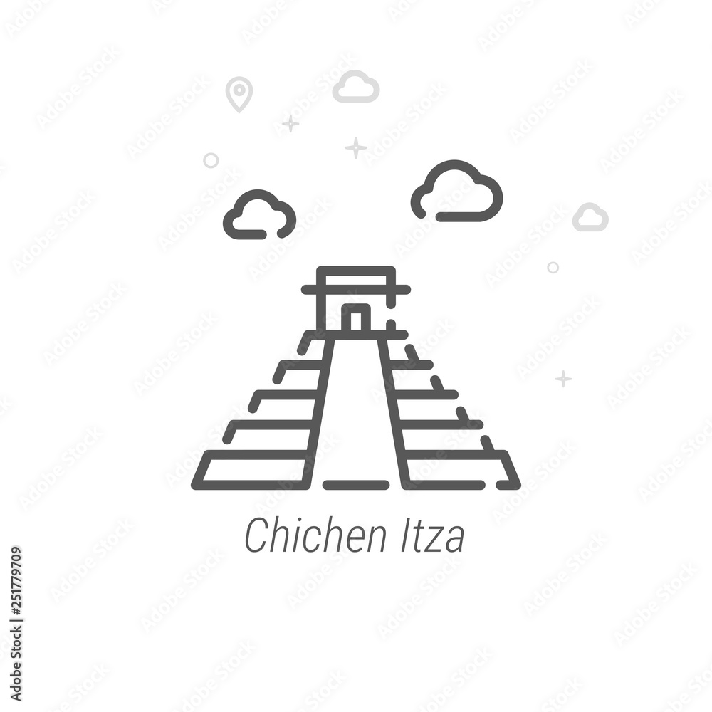 Chichen Itza, Mexico Vector Line Icon. Historical Landmarks Symbol ...