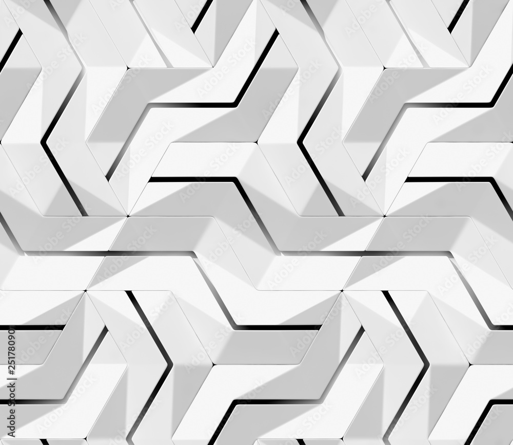 3D architectural texture white wall shane panels. Shaded geometric ...