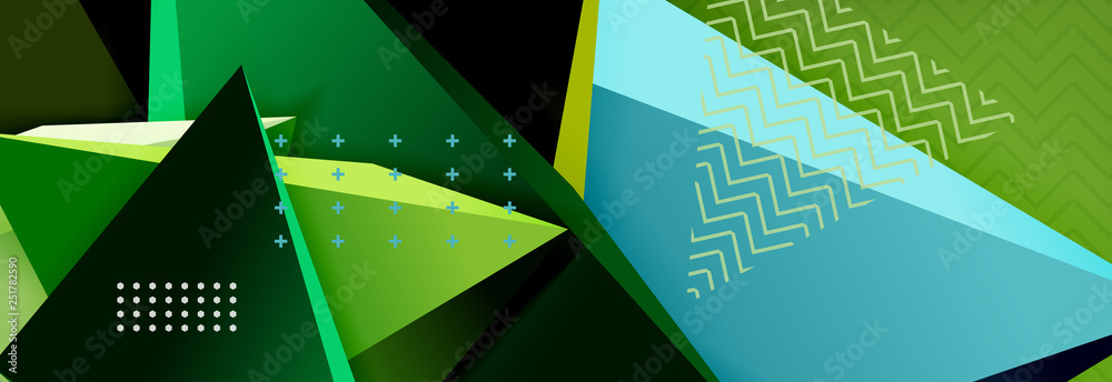 3d triangular shapes geometric background. Origami style pattern with ...