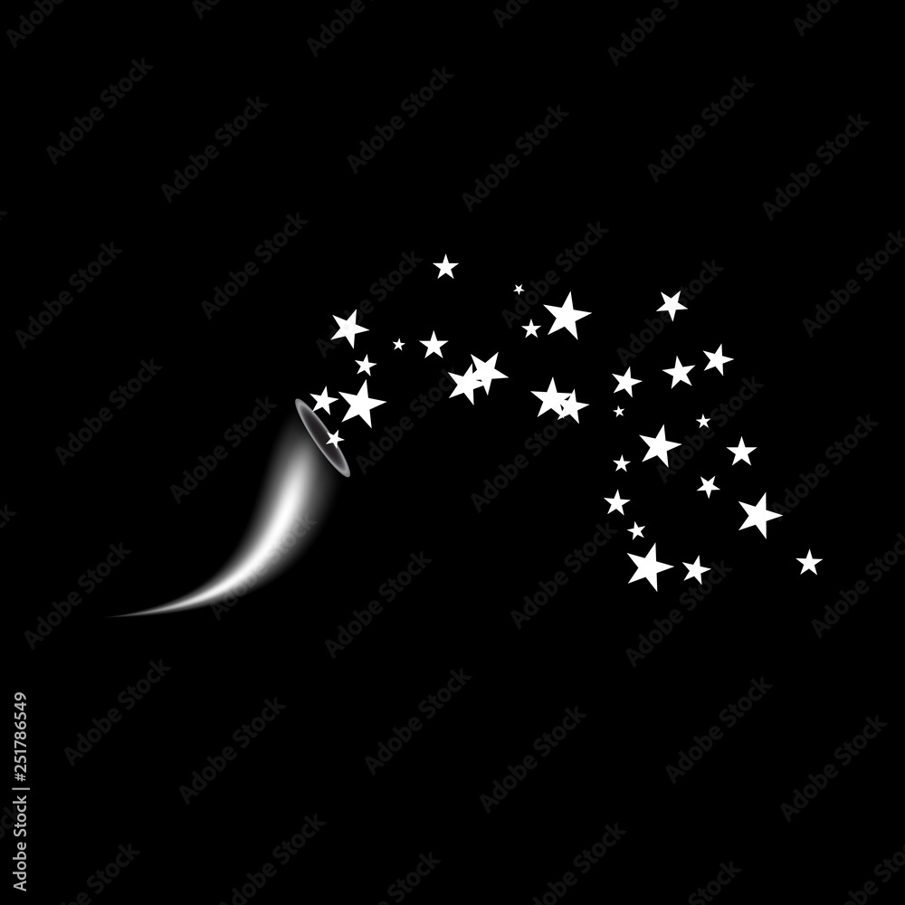 Vecteur Stock A cornucopia shoots a white star. Fireworks star random ...
