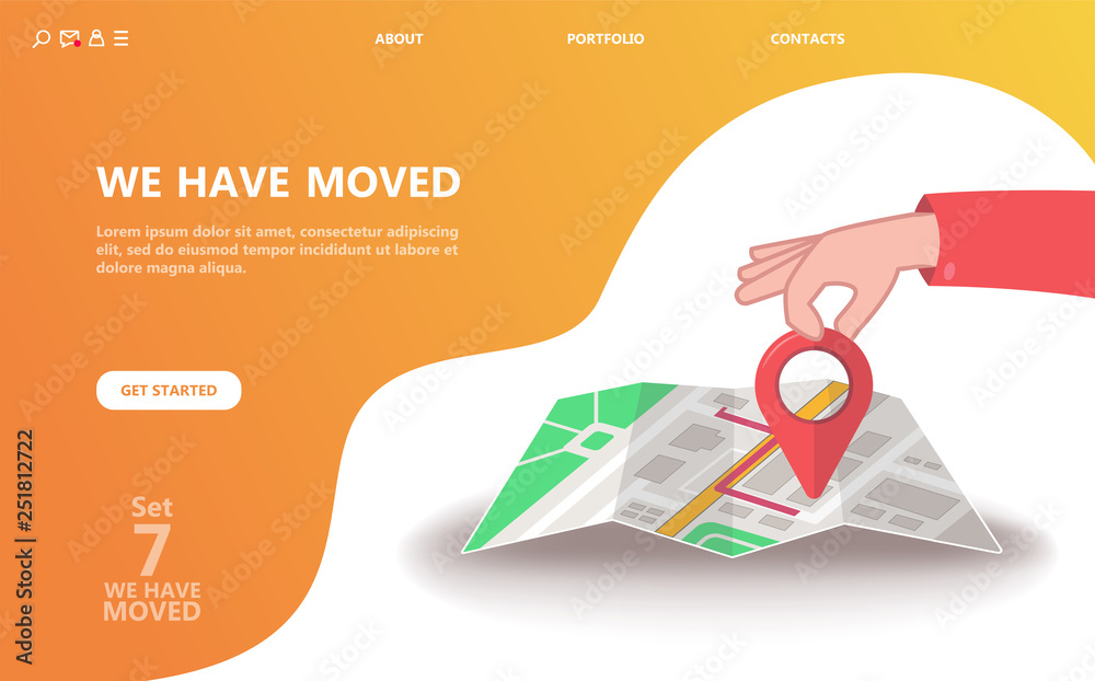 Naklejka We have moved vector illustration concept. We have moved new ... Naklejka We have moved vector illustration concept. We have moved new ...