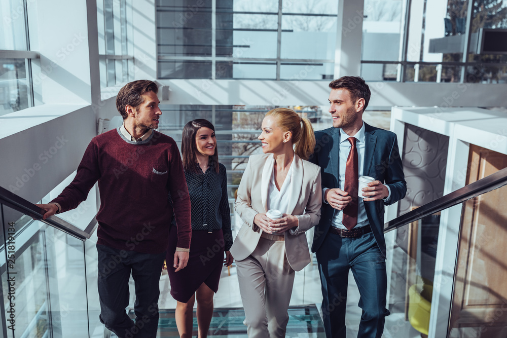 Getting to know colleagues at coffee break Stock Photo | Adobe Stock
