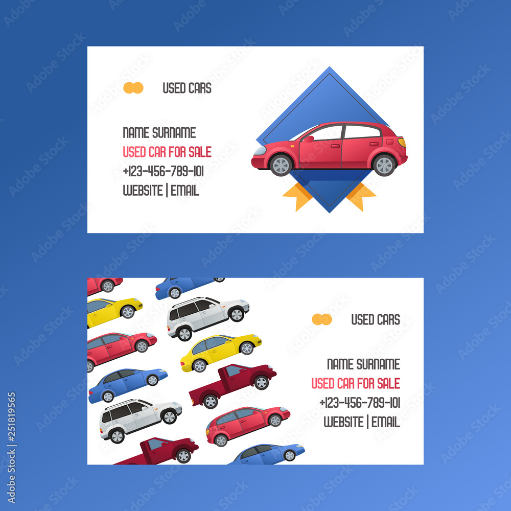 Car vector business card rental van auto vehicle minivan and automobile ...
