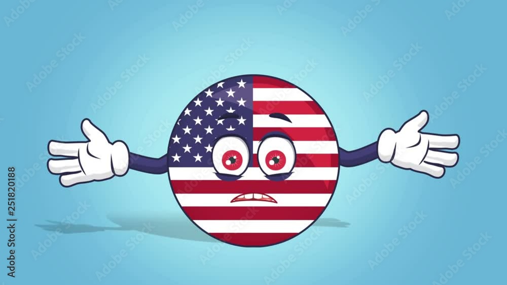 Cartoon USA Icon Flag United States America Do Not Know with Face ...