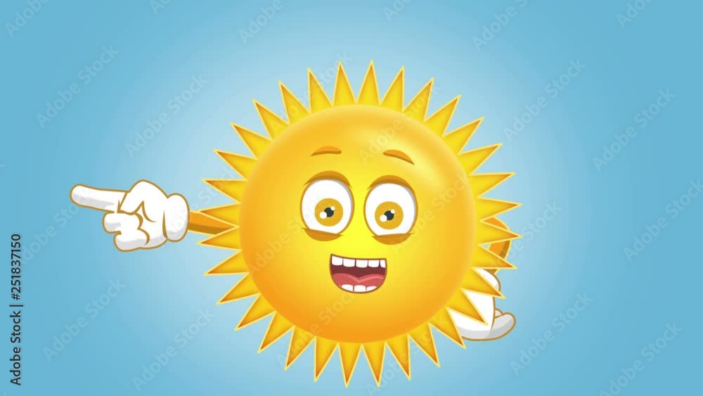 Cartoon Cute Sun Happy Left Pointer Speak with Face for Kids Animation ...