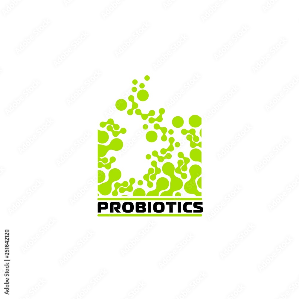 Probiotics logo. Bacteria logo. Concept of healthy nutrition ingredient ...