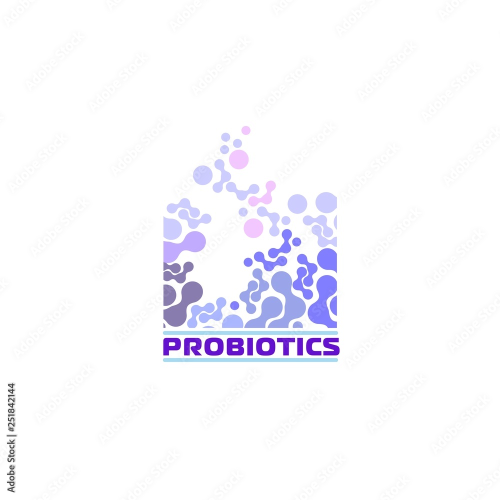 Probiotics logo. Bacteria logo. Concept of healthy nutrition ingredient ...