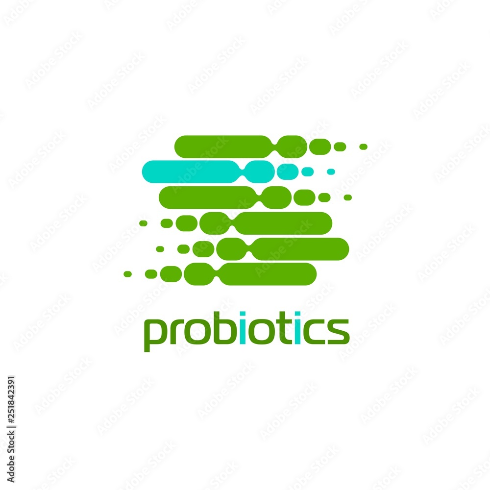 Probiotics logo. Bacteria logo. Concept of healthy nutrition ingredient ...