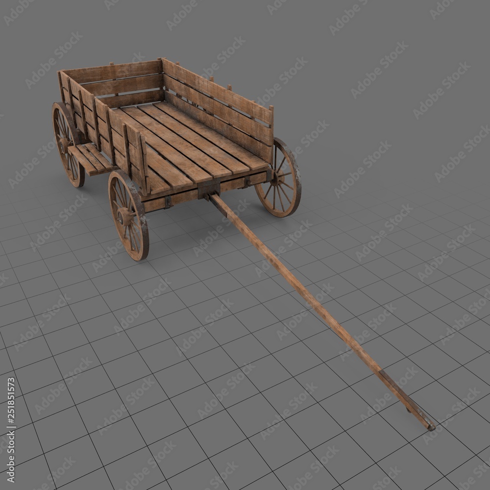 Vintage wooden cart 2 Stock 3D asset | Adobe Stock