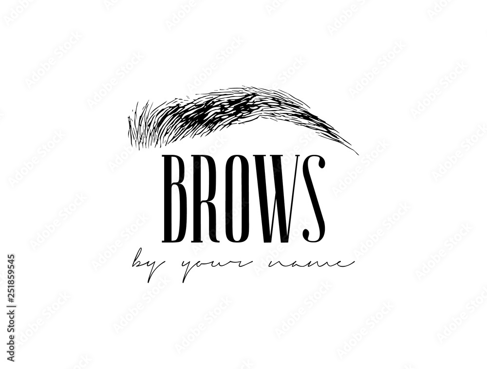 Beautiful vector hand drawing eyebrows for the logo of the master on ...