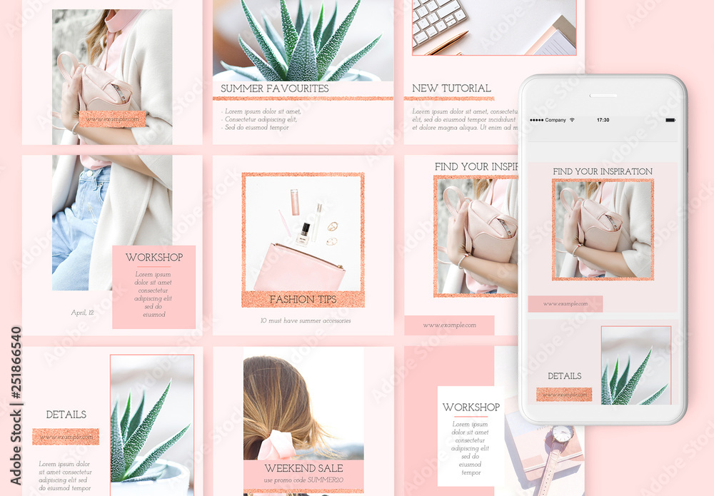 15 Social Media Post Layouts with Glitter Elements Stock Template ...