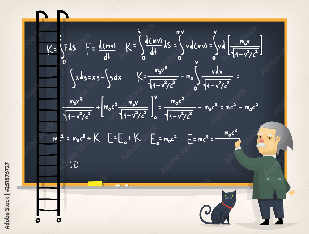 Vector illustration with scientific physics formulas, research ...